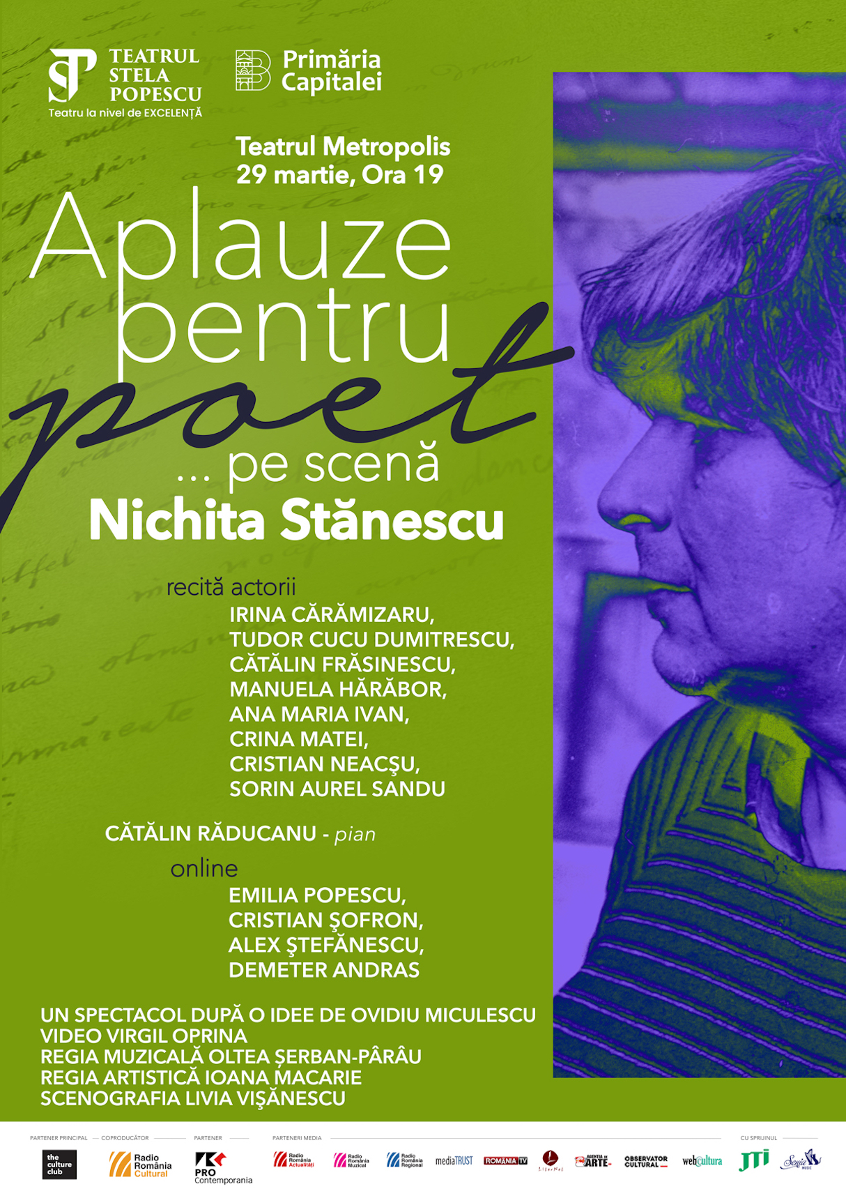Aplauze pentru poet… pe scenă: Nichita Stănescu – 29 martie, Teatrul Metropolis – Marea Dragoste